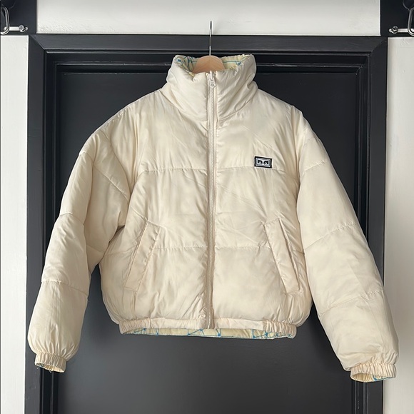 Obey | Jackets & Coats | Cream Yellow Reversible Obey Puffer Jacket ...